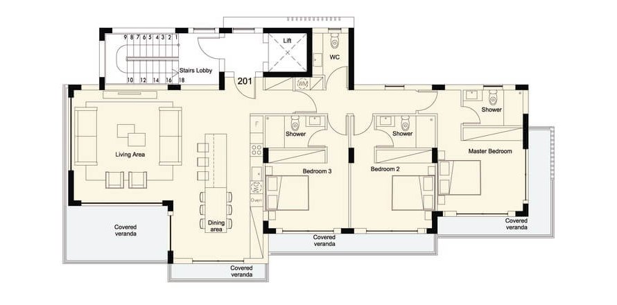 Apartment floor plan «3BR-1», 3 bedrooms, Horizon View | Cyprus-Real.Estate
